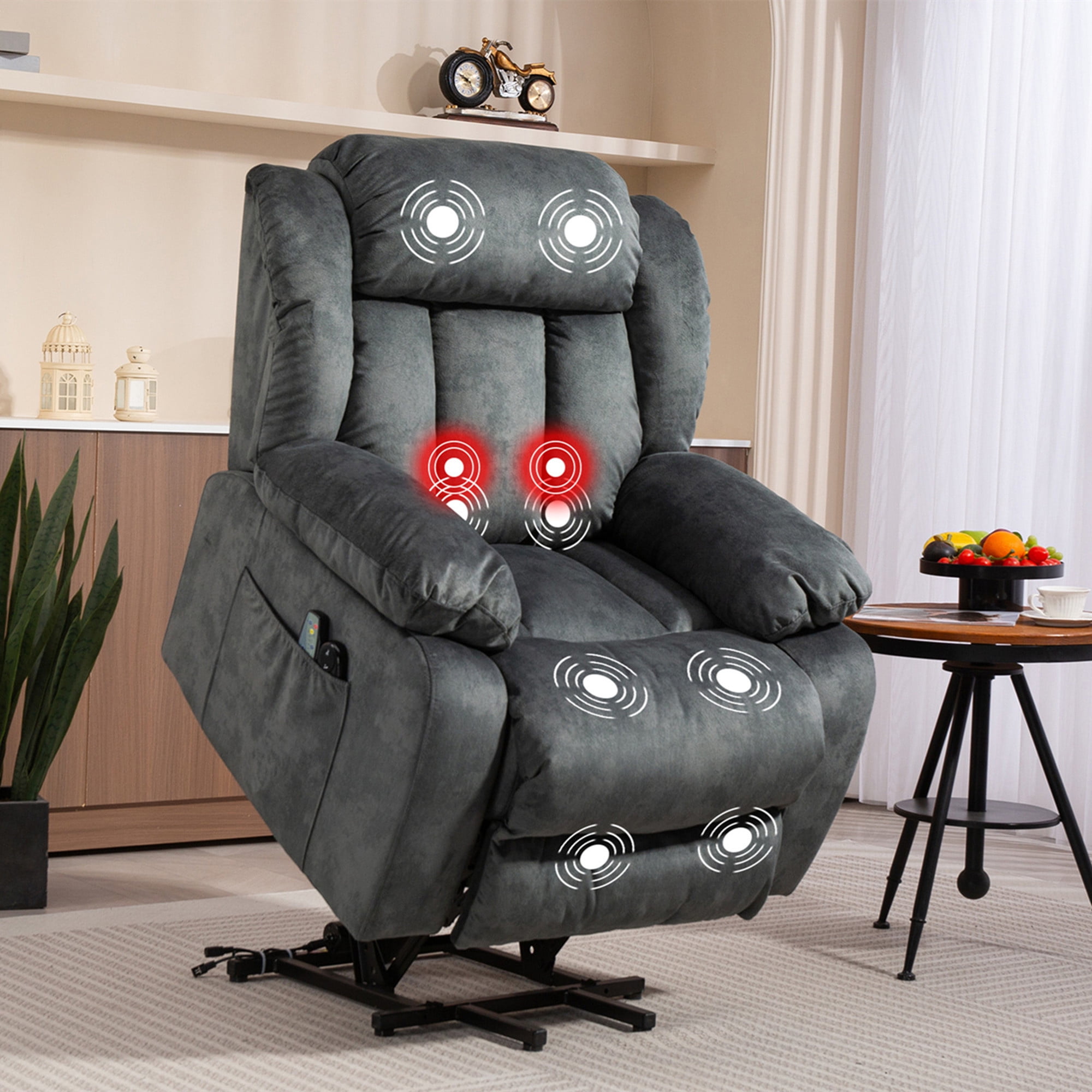 Aukfa Power Lift Recliner with Massage&Heat for Elderly, 23" Deep Seat ...