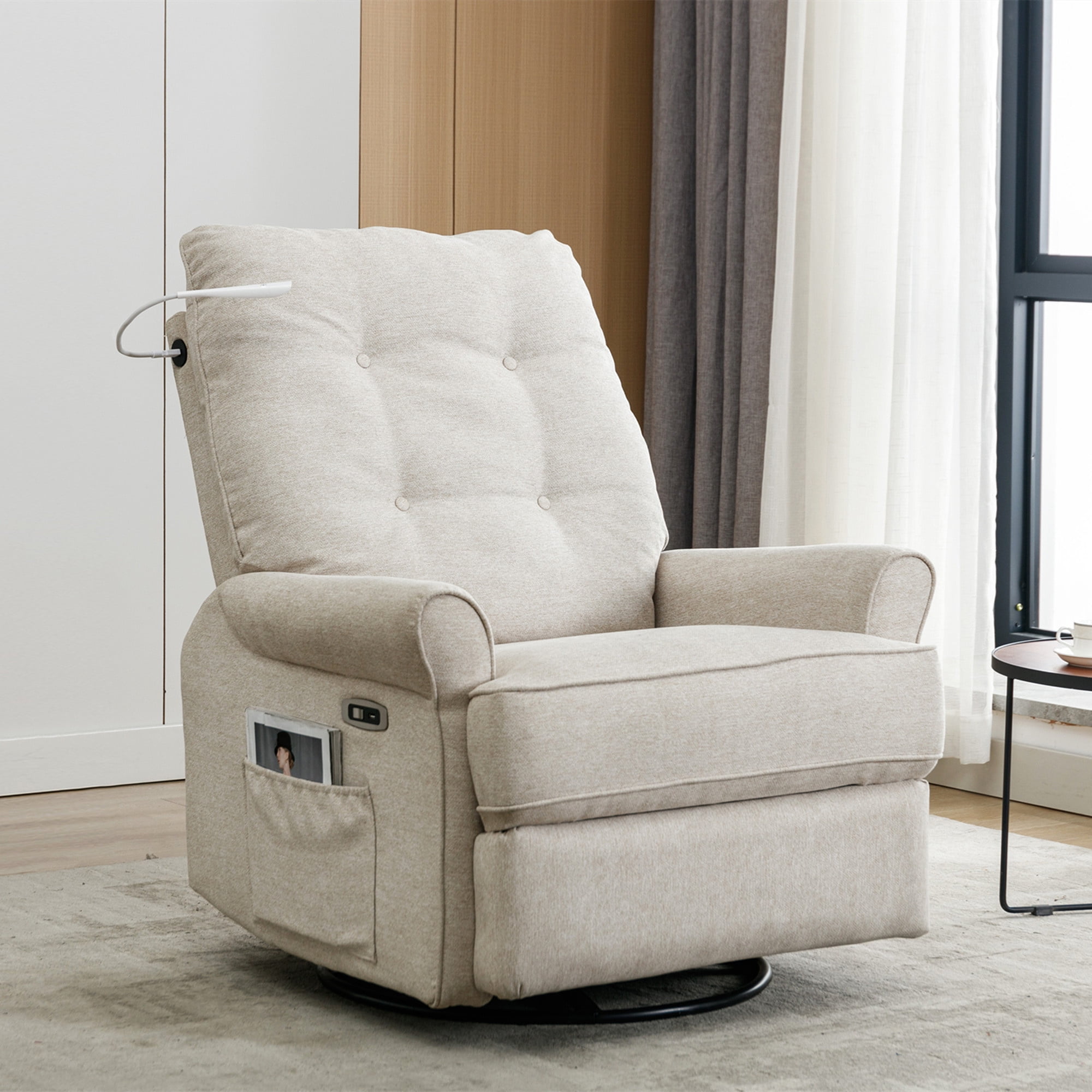 Aukfa Power Recliner Swivel Glider, Upholstered Living Room Reclining ...