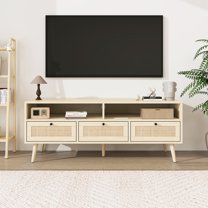 "Tolead Rattan Entertainment Center, Low Profile TV Stand with Sliding ...