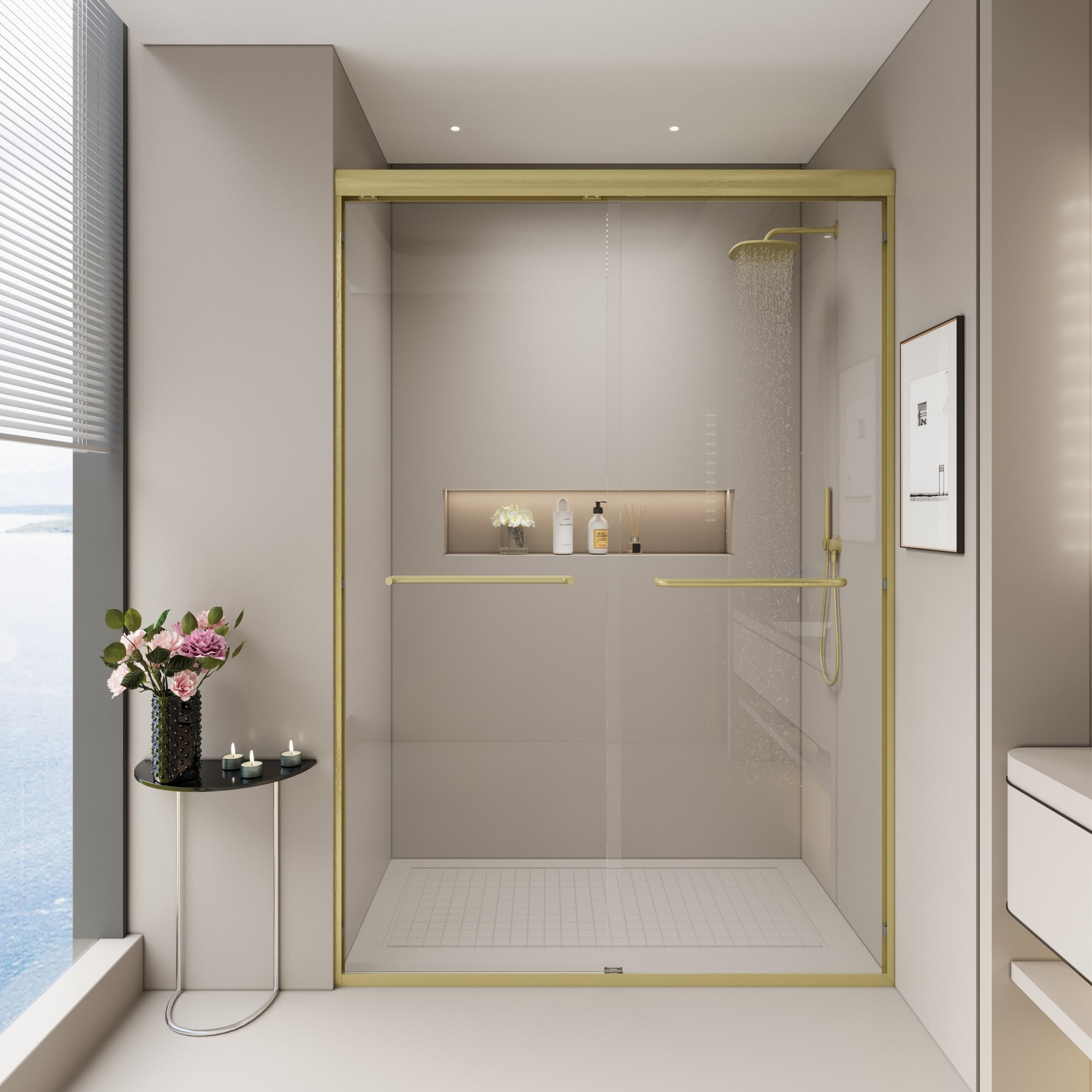 Aukfa Shower Doors, 44 - 48" W x 72" H Sliding Glass Shower Door ...