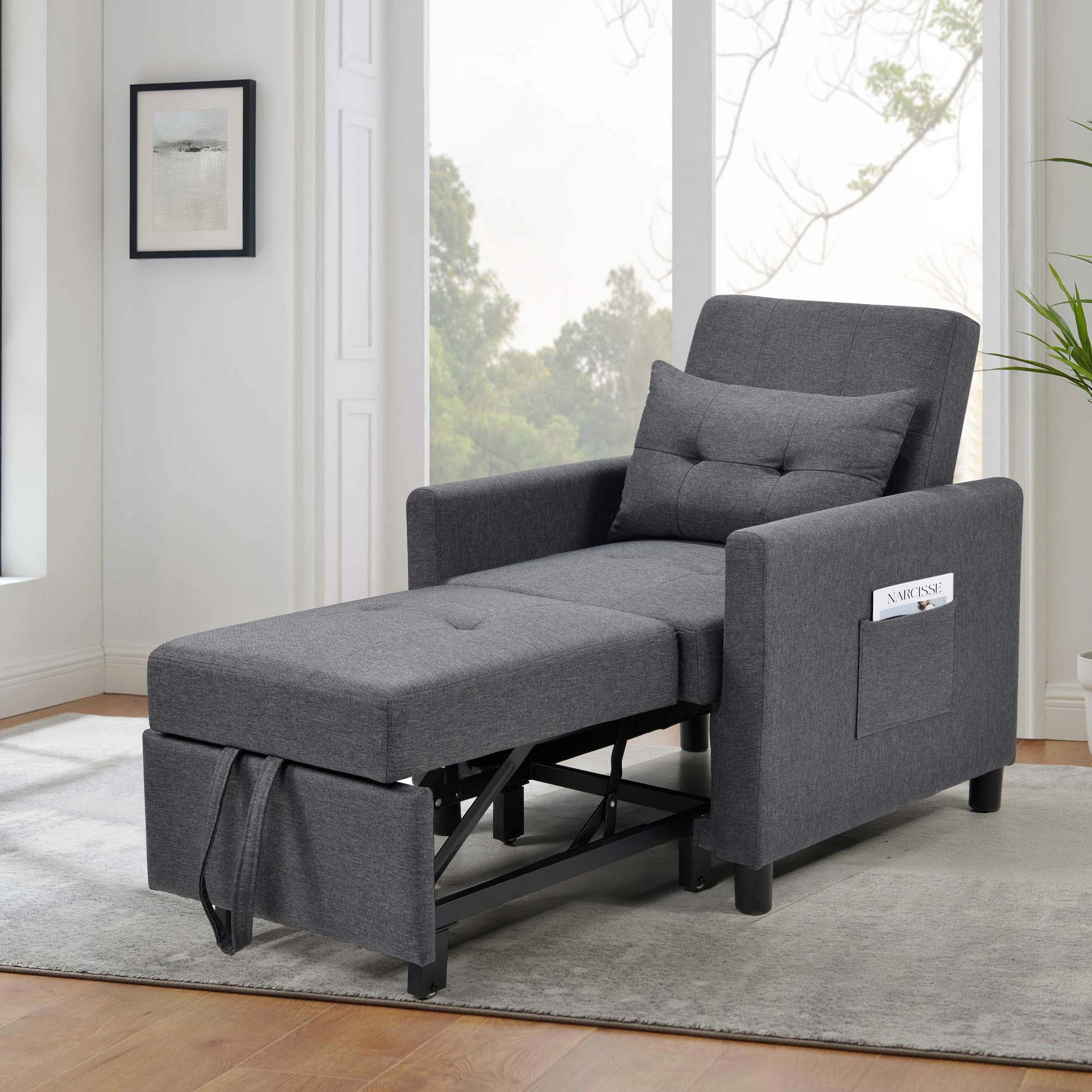 Aukfa Single Sofa Bed with Pull Out Sleeper, Convertible Futon Chair ...