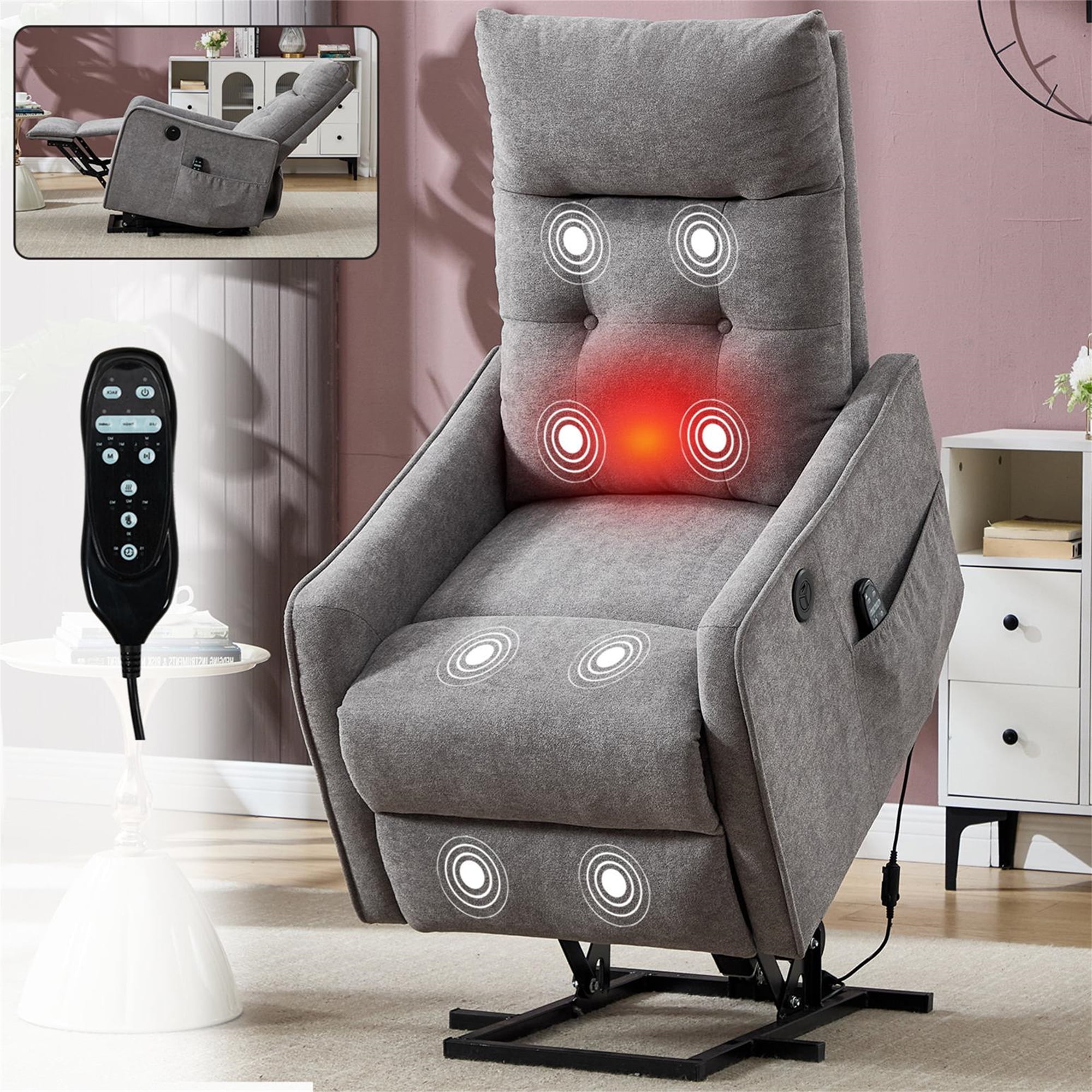 Aukfa Small Power Lift Recliner Chair w/ Massage&Heat for Adult, Arm ...