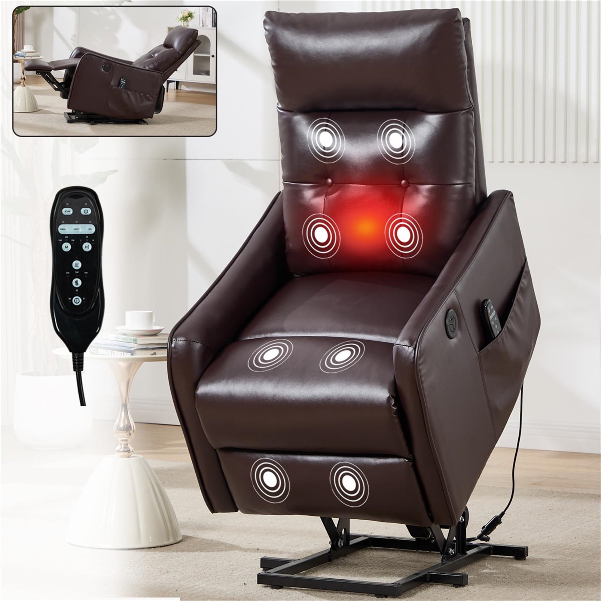 Aukfa Small Power Lift Recliner Chair w/ Massage&Heat for Adult, Arm ...