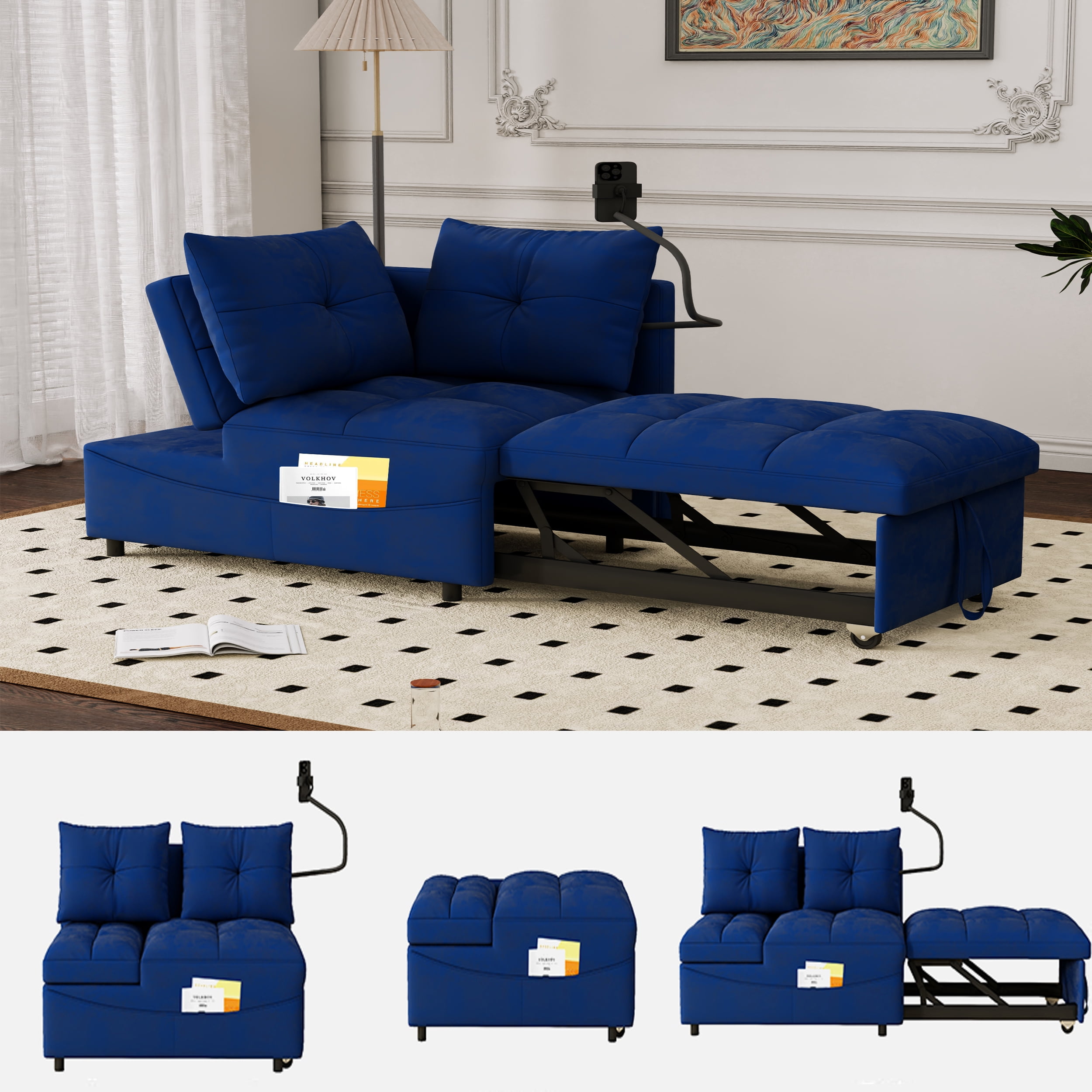 Aukfa Small Sleeper Sofa Bed with USB Charging, 5-in-1 Convertible ...