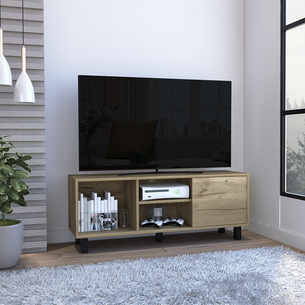 Aukfa TV Stand for TVs Up to 55", Wood TV Storage Cabinet with Door ...