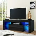 Aukfa TV Stand with LED Lights and Cabinets for TVs up to 55" - Black ...