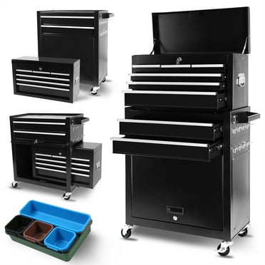 JEGS 81453 72 in. Wheeled Mobile Tool Box, Rolling Tool Cabinet, Black ...