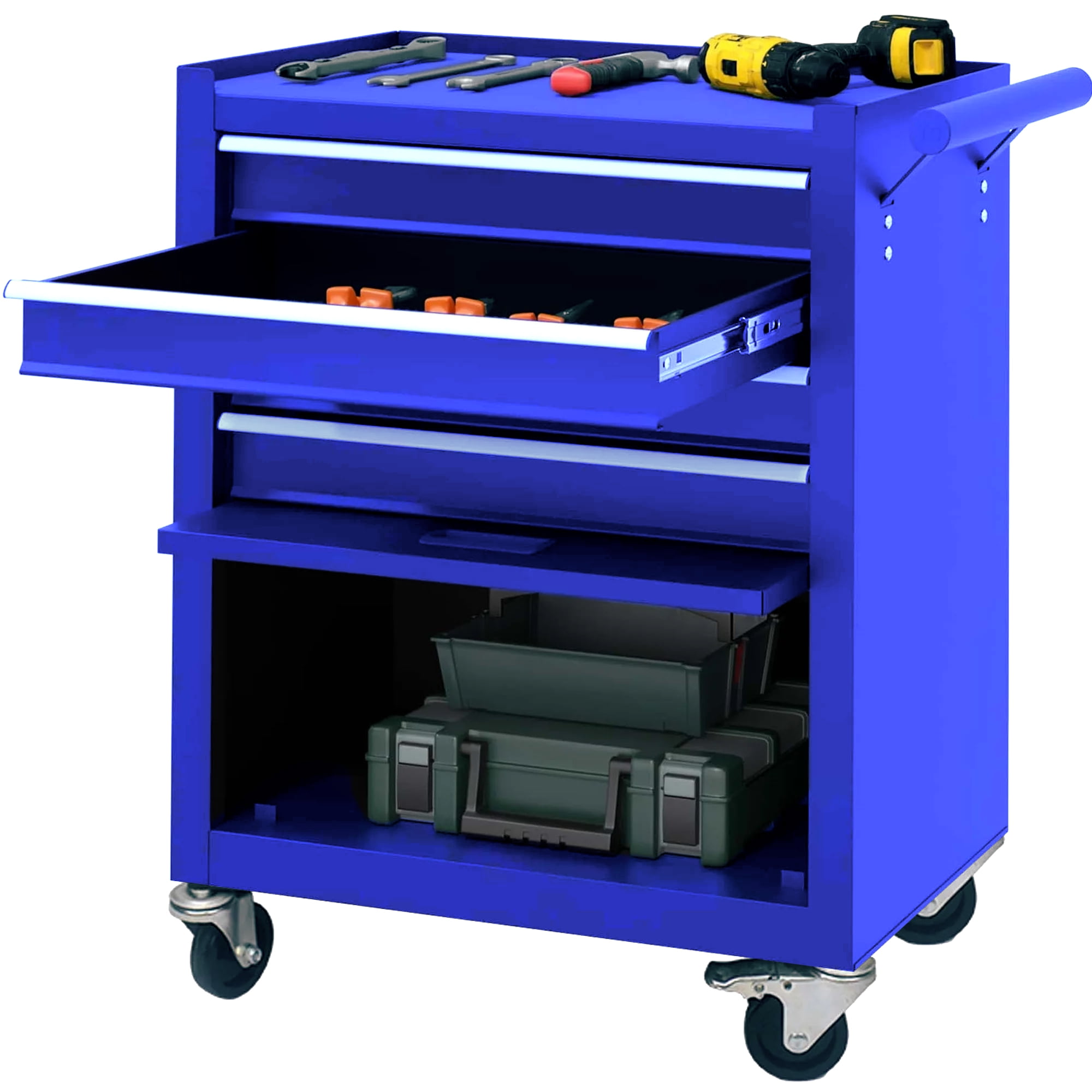 Aukfa Tool Chest, 24.5 in Steel Rolling Tool Box & Cabinet On Wheels ...