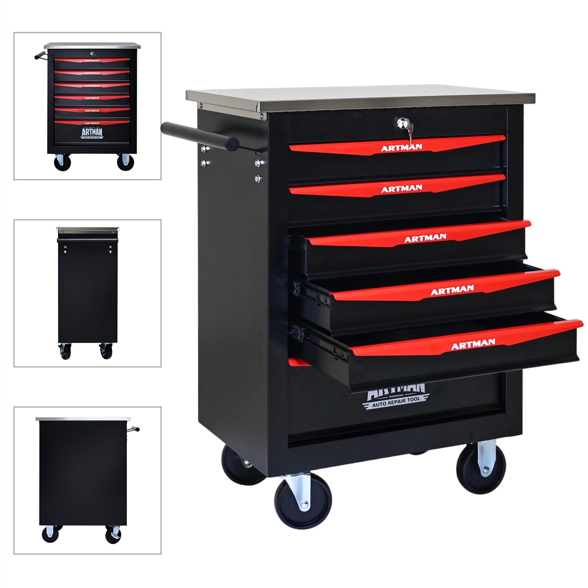 Aukfa Tool Box 6-Drawer Rolling Tool Chest Combination Workbench for ...