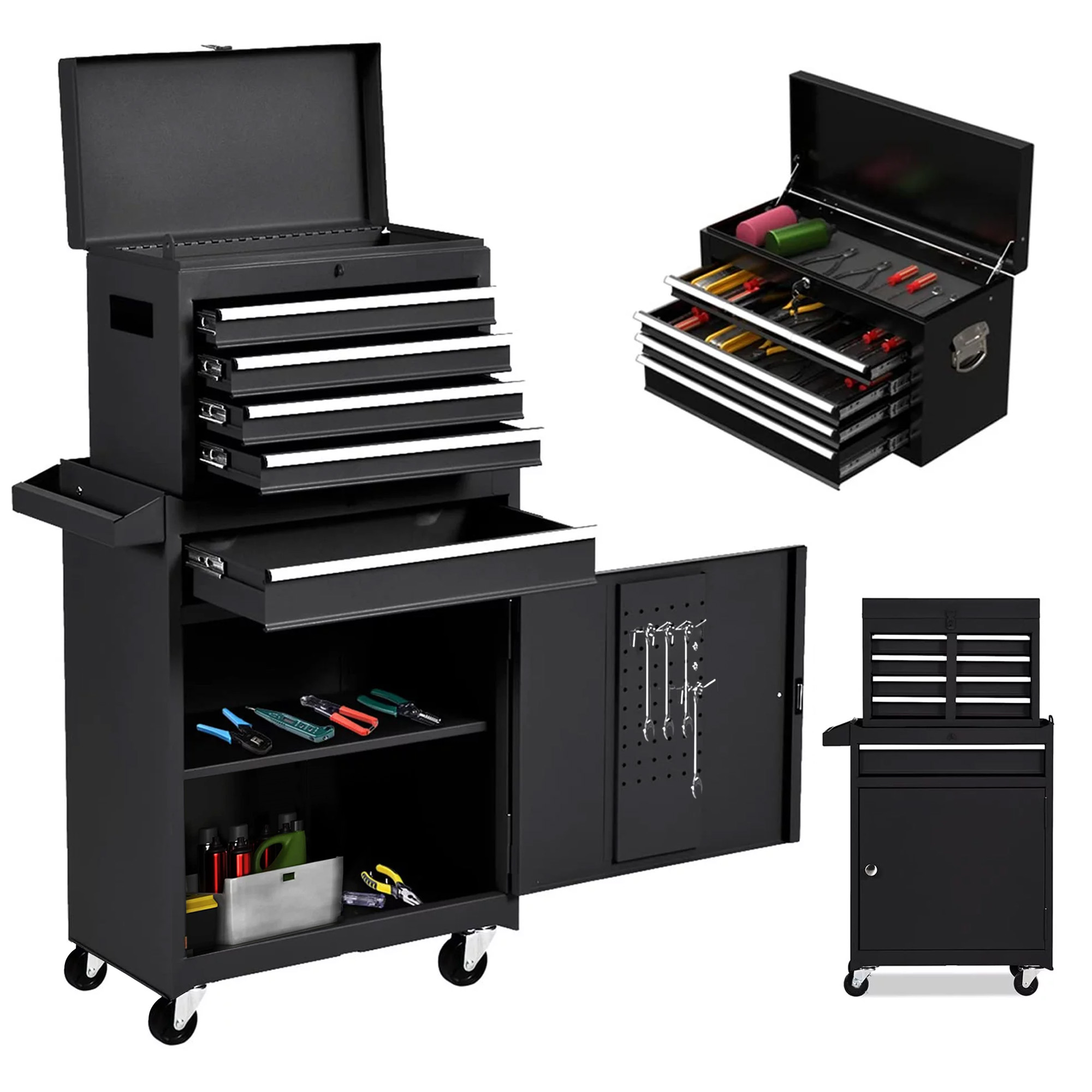 HyperTough Black 20 in. 2-Drawer Metal Tool Box - Walmart.com