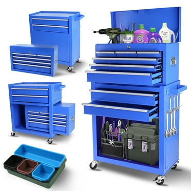 Seizeen 5-Drawer Roller Tool Box, Lockable Metal Storage on Wheels, Garage Workshop Organizer ...