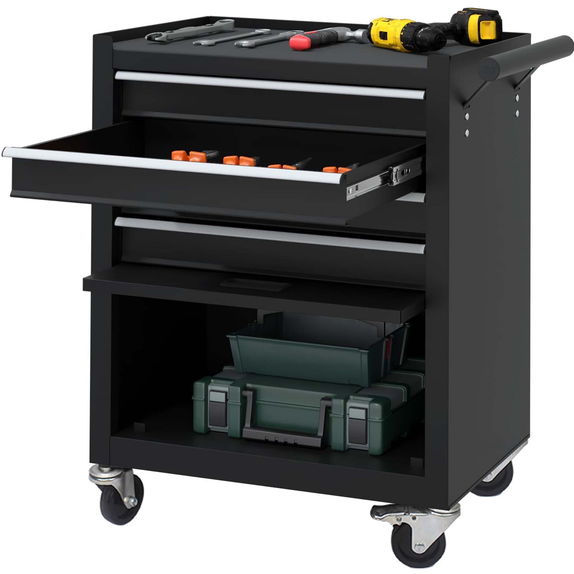 Aukfa Tool Chest, 24-In Steel Rolling Tool Box & Cabinet on Wheels for ...