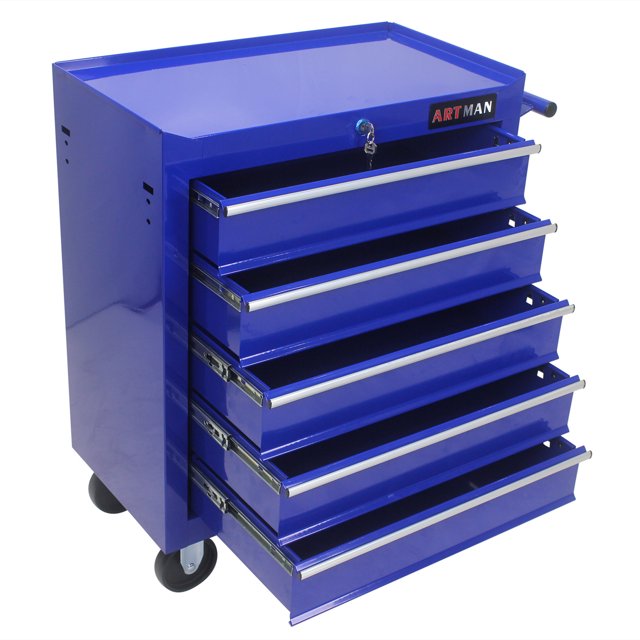 Aukfa Tool Chest, 24-In Steel Rolling Tool Box on Wheels for Workshop ...