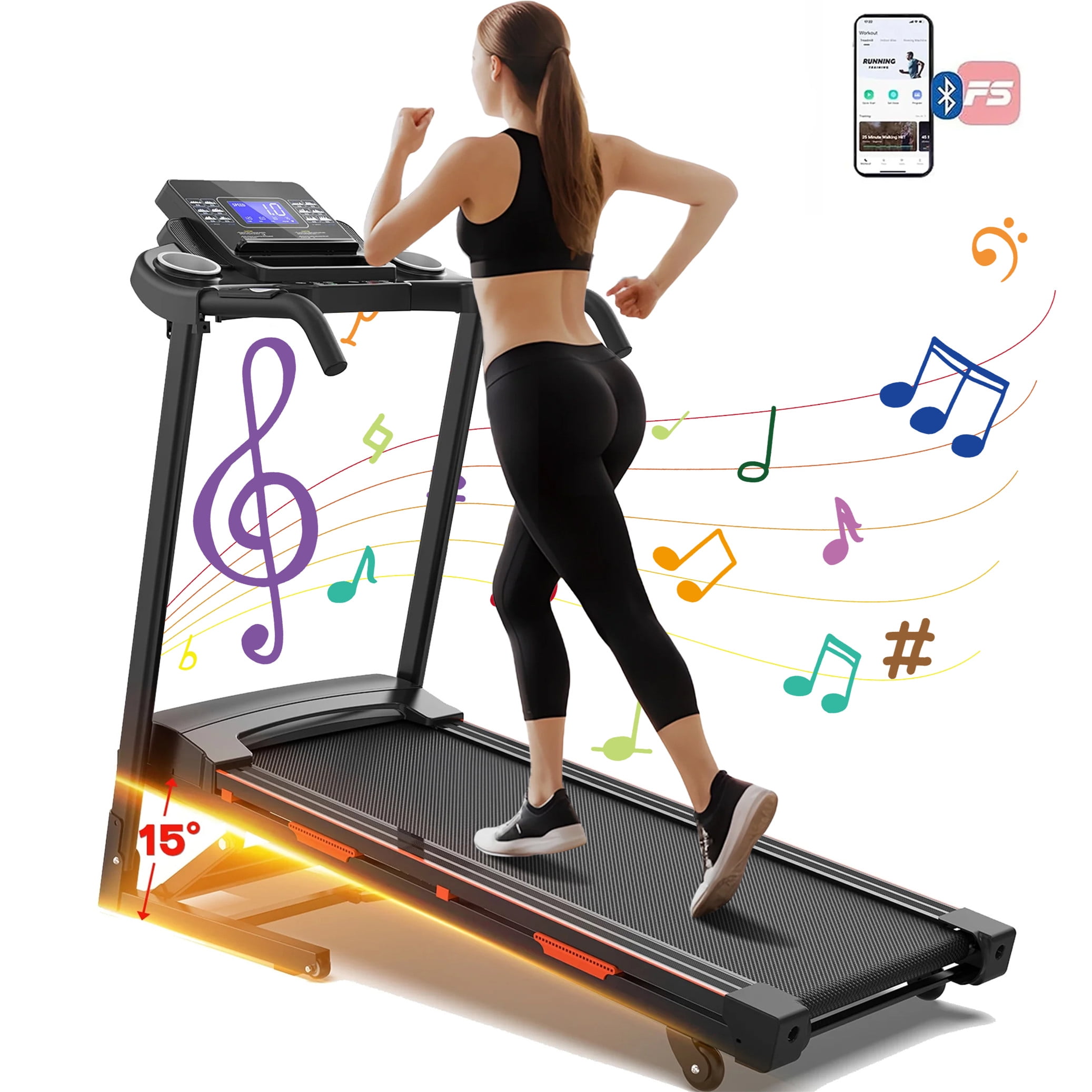 Aukfa Treadmill with Auto Incline, 330 lb Capacity, 3.25 HP Folding ...