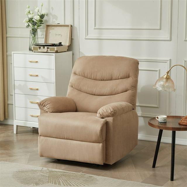 Aukfa Velvet Recliner Chair Overstuffed Armchair Single Sofa w/ Lumbar ...