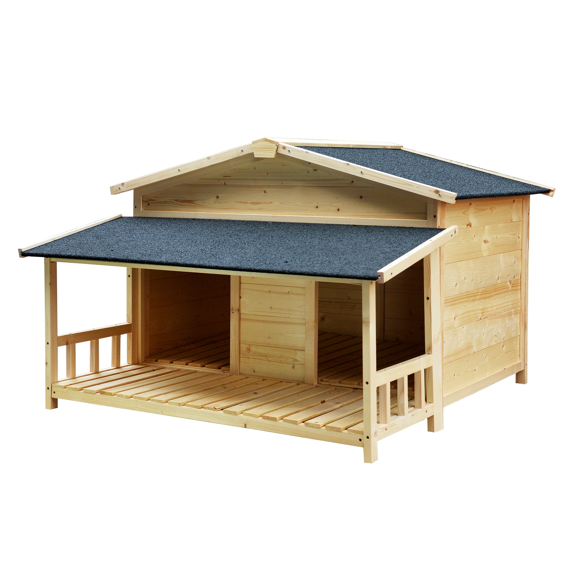 Aukfa Wooden Dog House, 32" Height Outdoor Shelter for Medium to Large ...