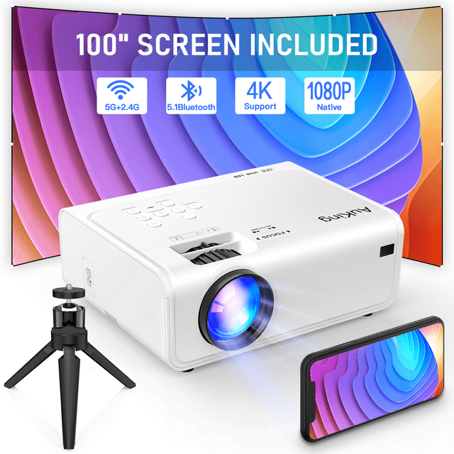 Auking 5G/2.4G WiFi Bluetooth Projector, 12000 Lux Native 1080P ...