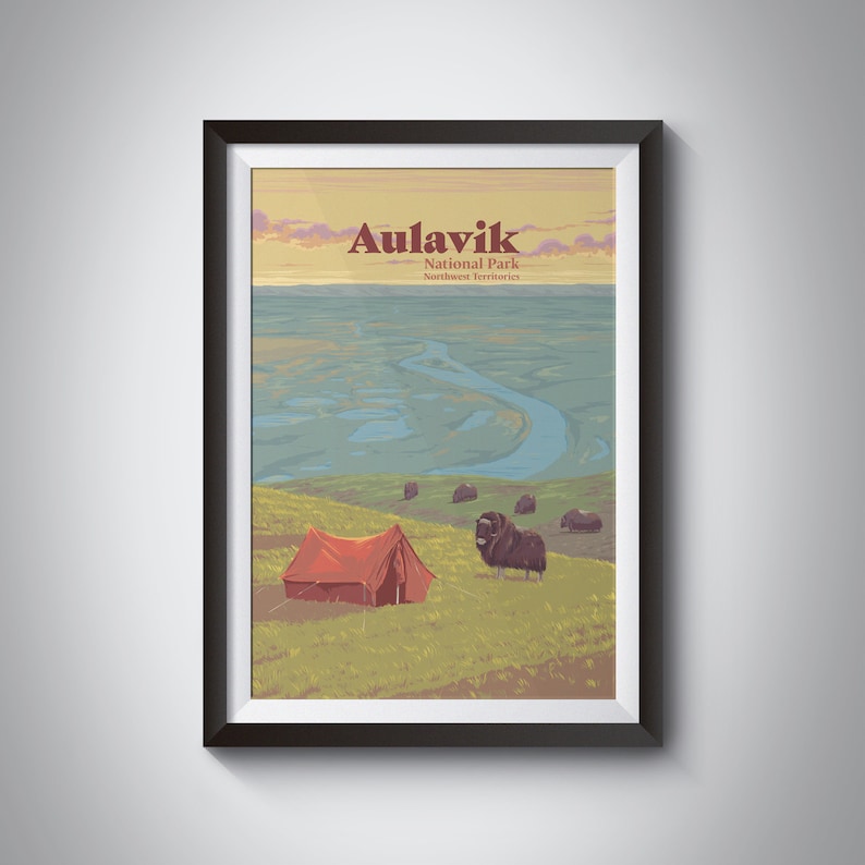 Aulavik National Park Canada Poster - Musk Ox Wild Camping Vintage ...
