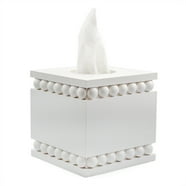 iDesign York Lyra Facial Tissue Box Cover, Ceramic and Steel, White, 5. ...