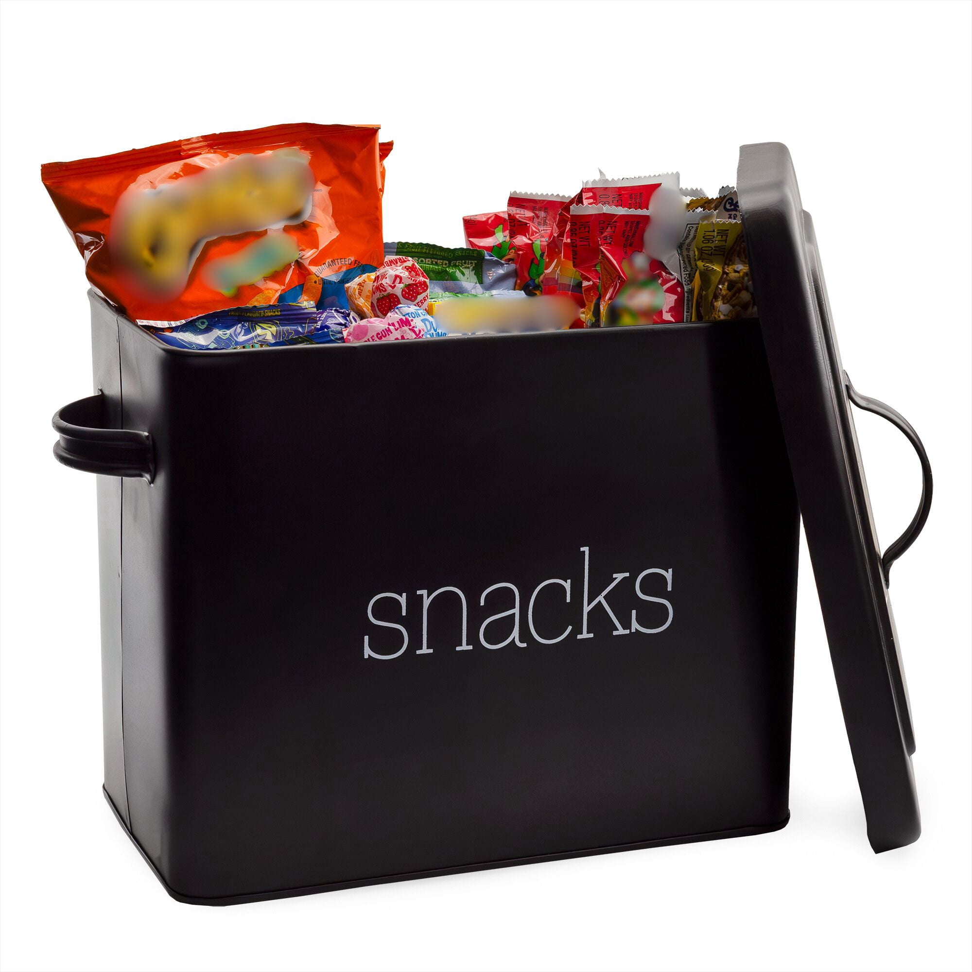 AuldHome Design Black Enamel Snack Bin; Modern Farmhouse Style Snack ...