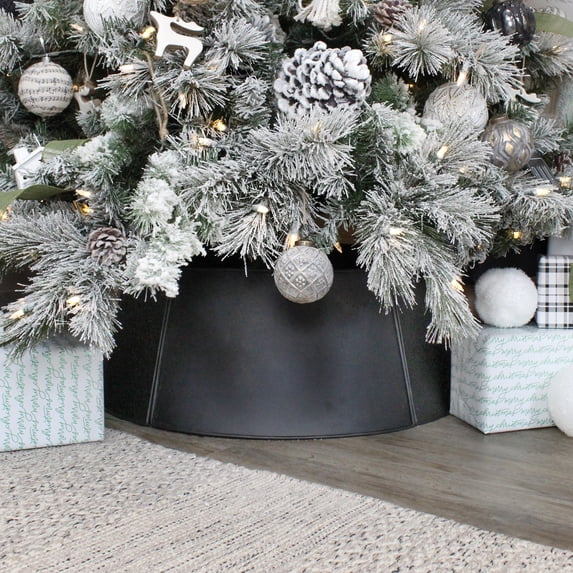 AuldHome Black Metal Christmas Tree Collar, Large 29-Inch, 5-Panel ...