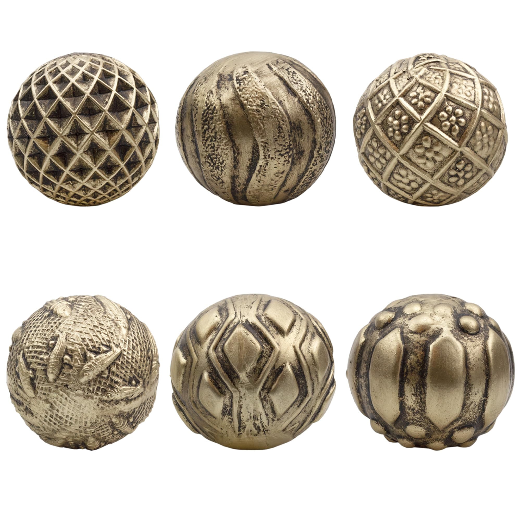 AuldHome Design Bowl Filler Decorative Orbs (Gold, Set of 6); Resin ...