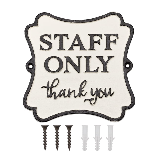 AuldHome Design Cast Iron Staff Only Sign, Business Door Sign for ...