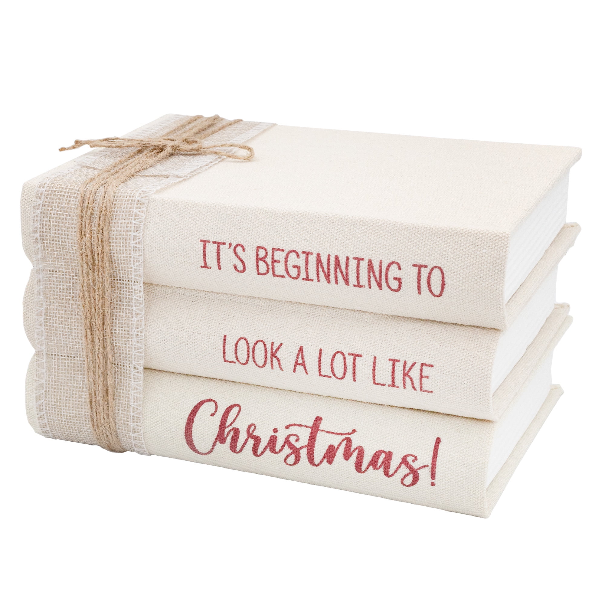 AuldHome Design Christmas Faux Book Stack; Decorative Holiday Book Set ...