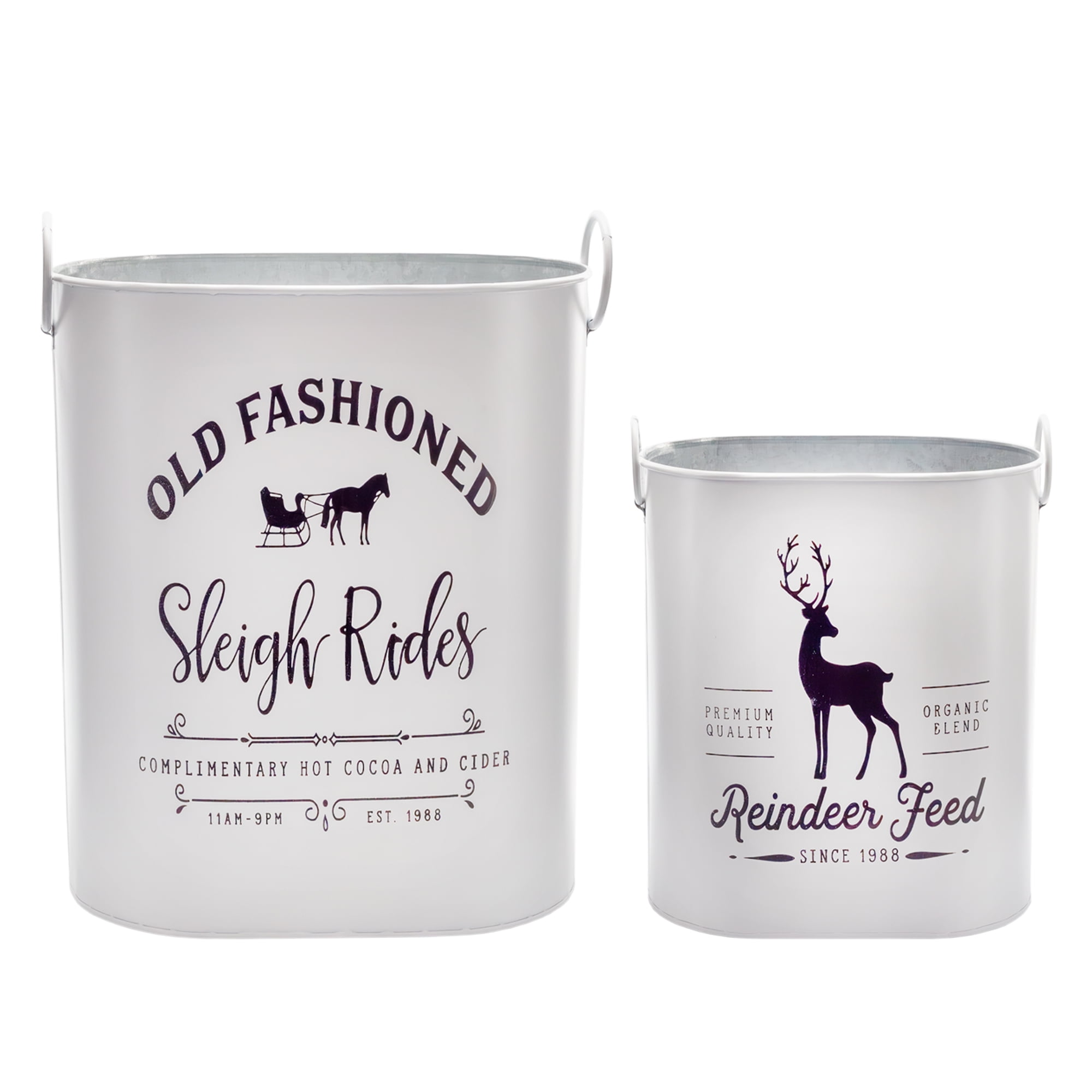 AuldHome Design Christmas Greenery Buckets (Set of 2), Large/Small ...