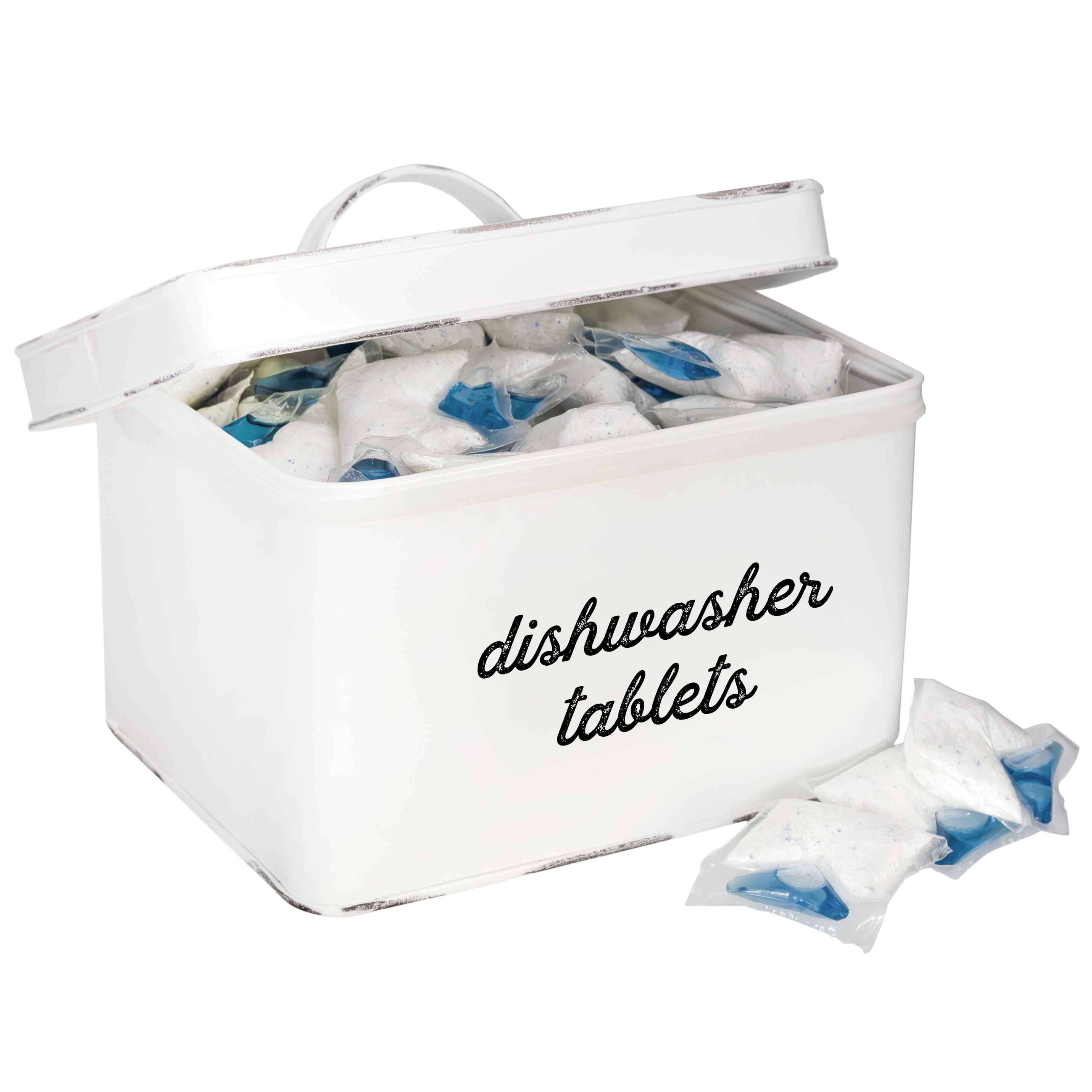 AuldHome Design Dishwasher Pod Holder, Tablet Container; White ...