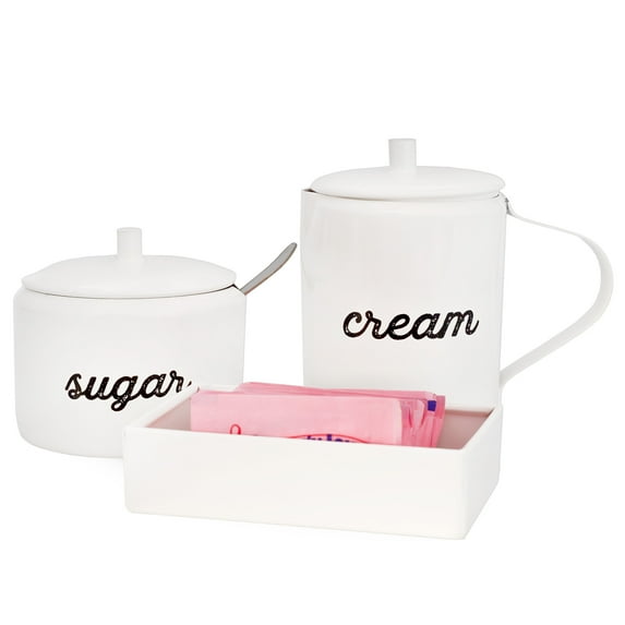AuldHome Enamel Creamer and Sugar Serving Set with Metal Lid - Walmart.com