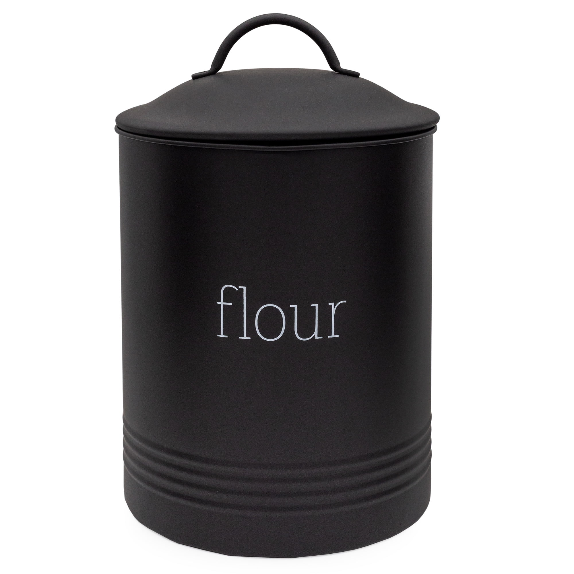 AuldHome Design Enamelware Black Flour Canister; Modern Farmhouse Style ...