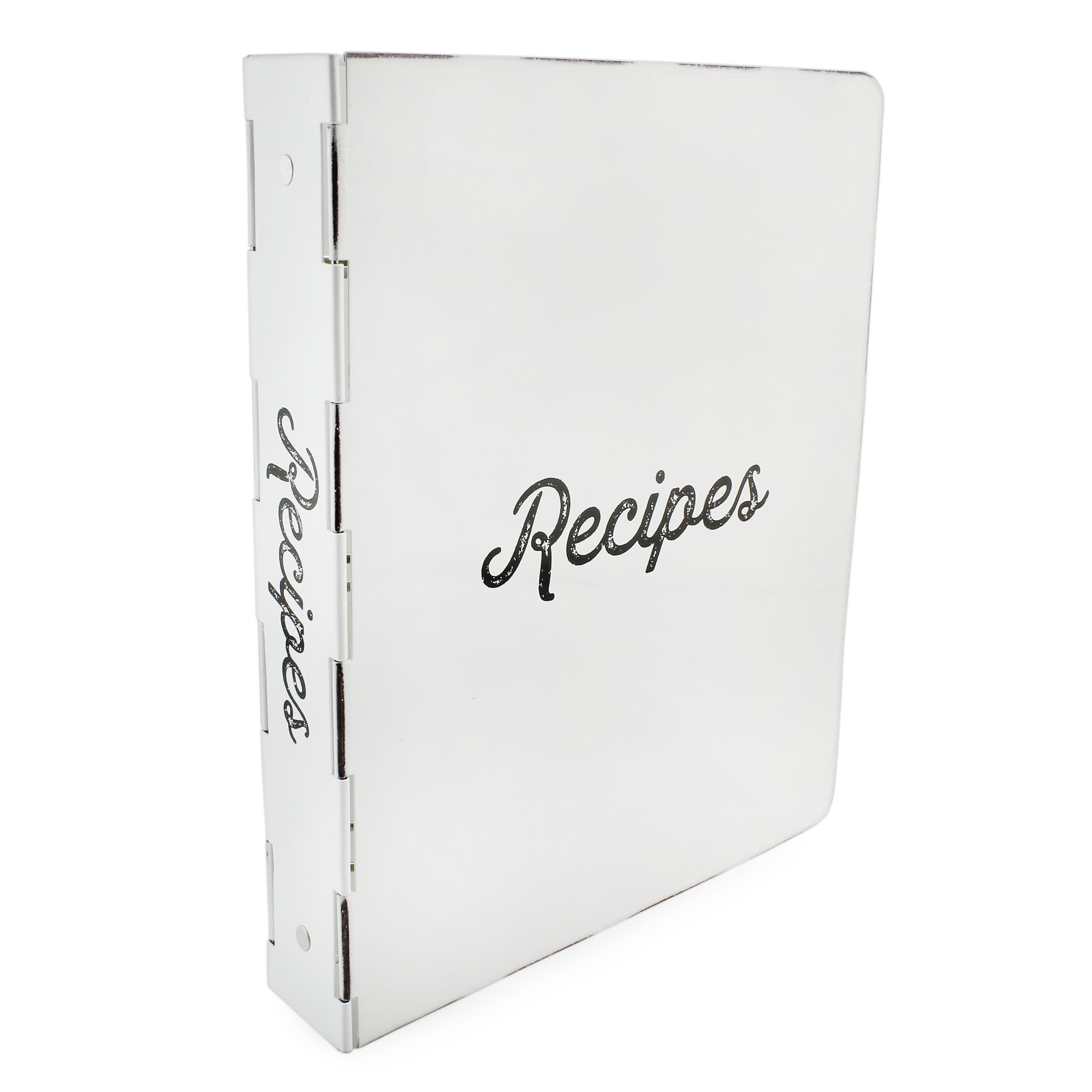 AuldHome Design Enamelware Cookbook Binder (White), Replacement Cover ...