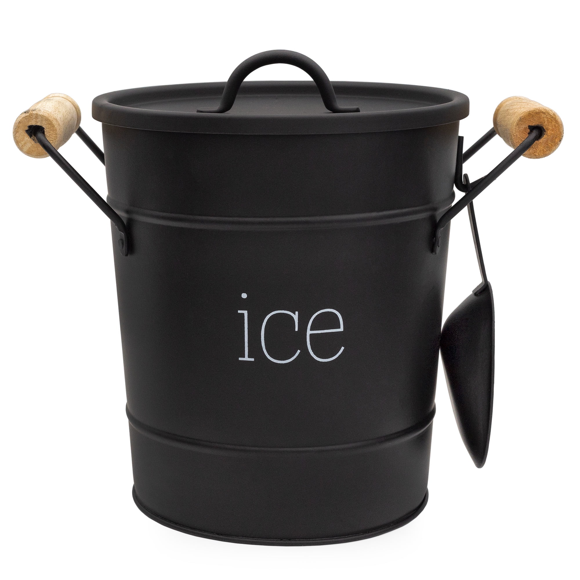 AuldHome Design Farmhouse Enamelware Ice Bucket (Black); Retro Style ...