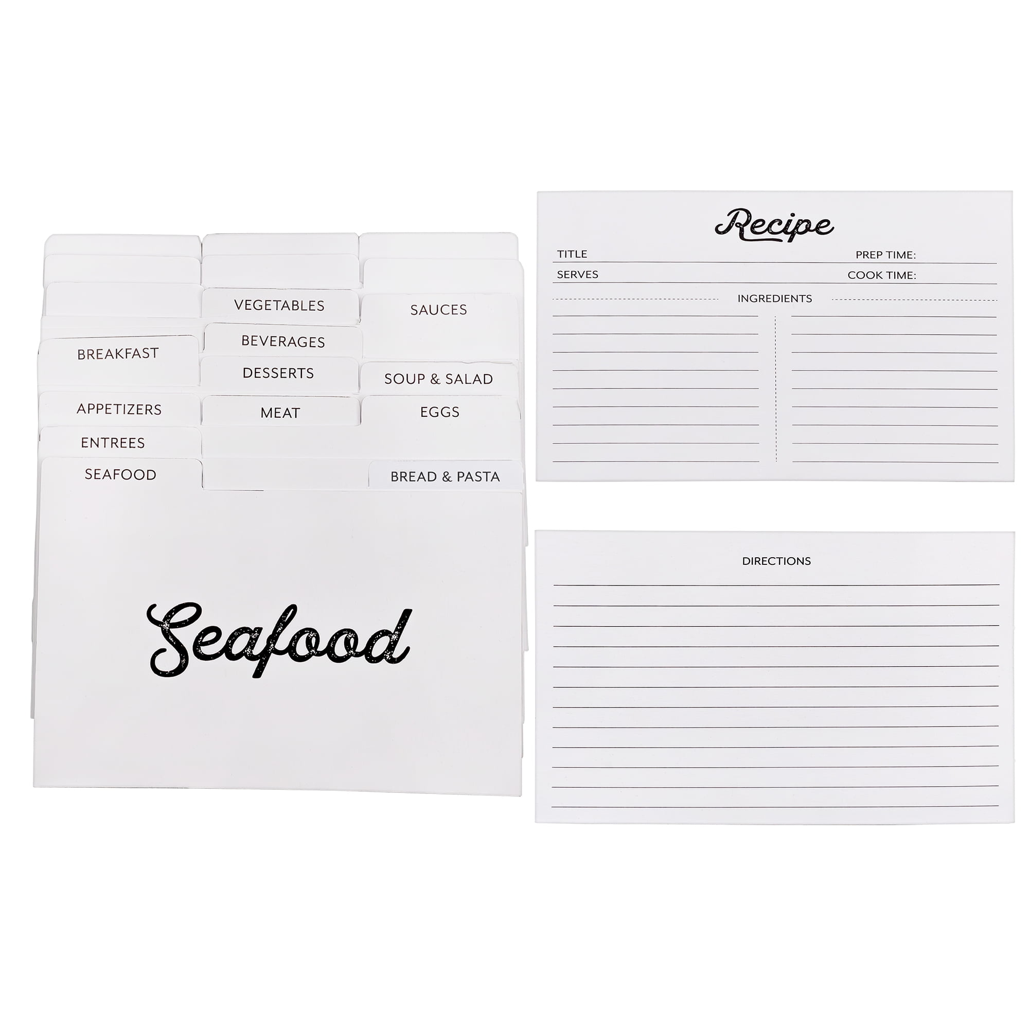 AuldHome Design Farmhouse Recipe Card Set (118-Piece Set); 100 Cards w ...