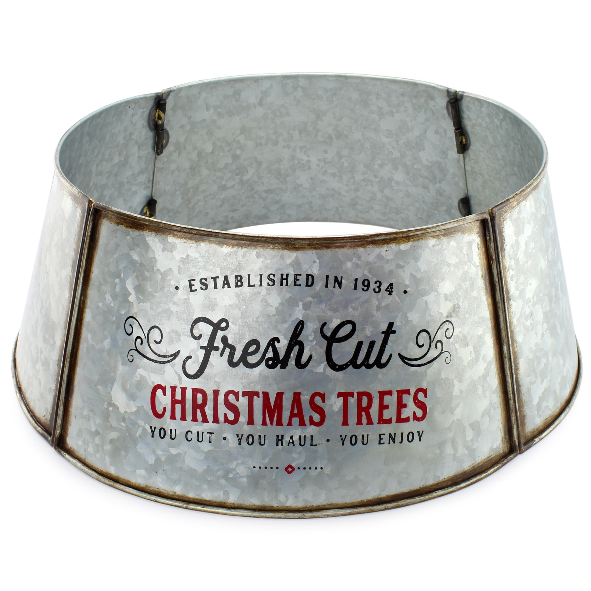 AuldHome Design Galvanized Metal Christmas Tree Collar (23-Inch ...