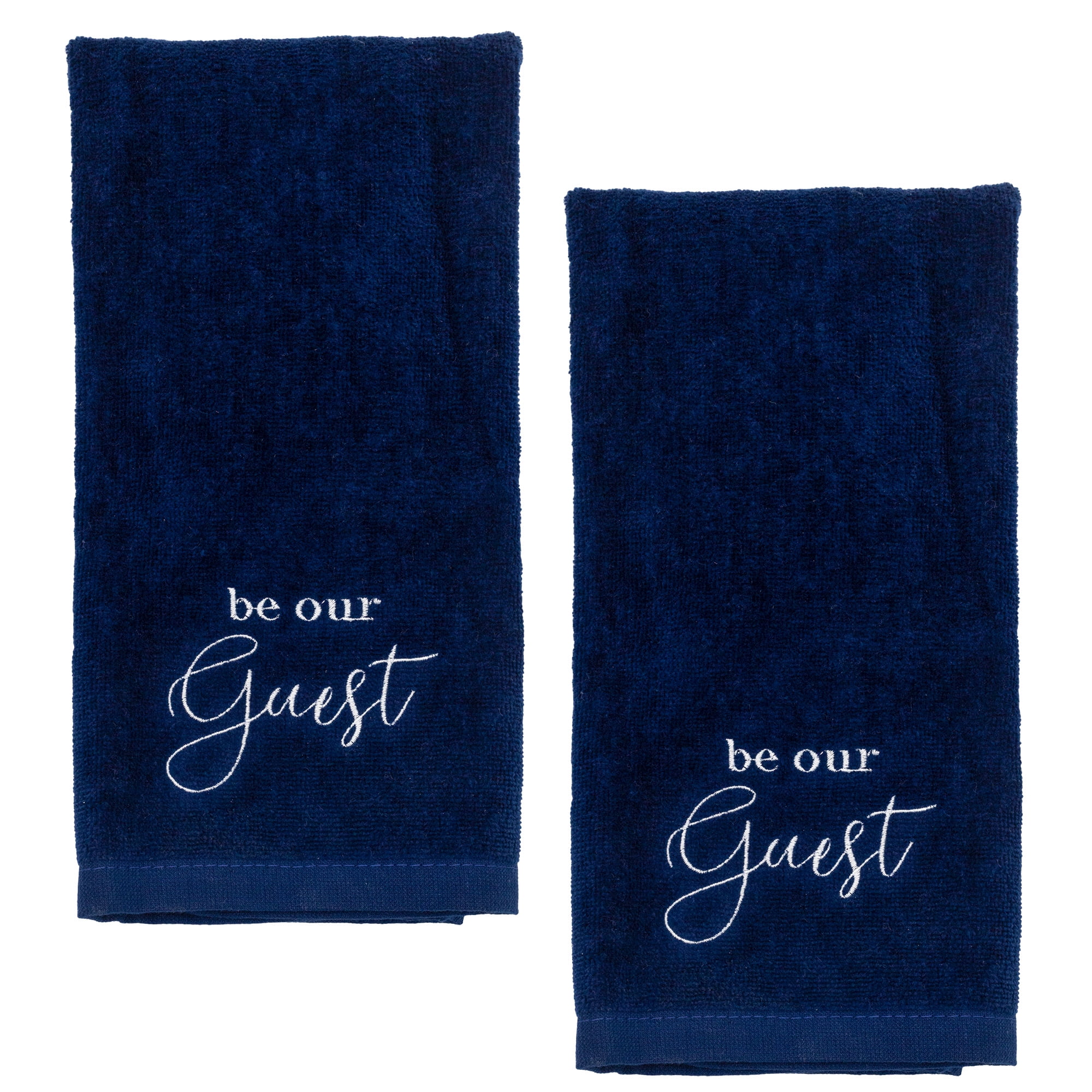 AuldHome Design Guest Towels (Set of 2, Blue); Be Our Guest Monogrammed ...