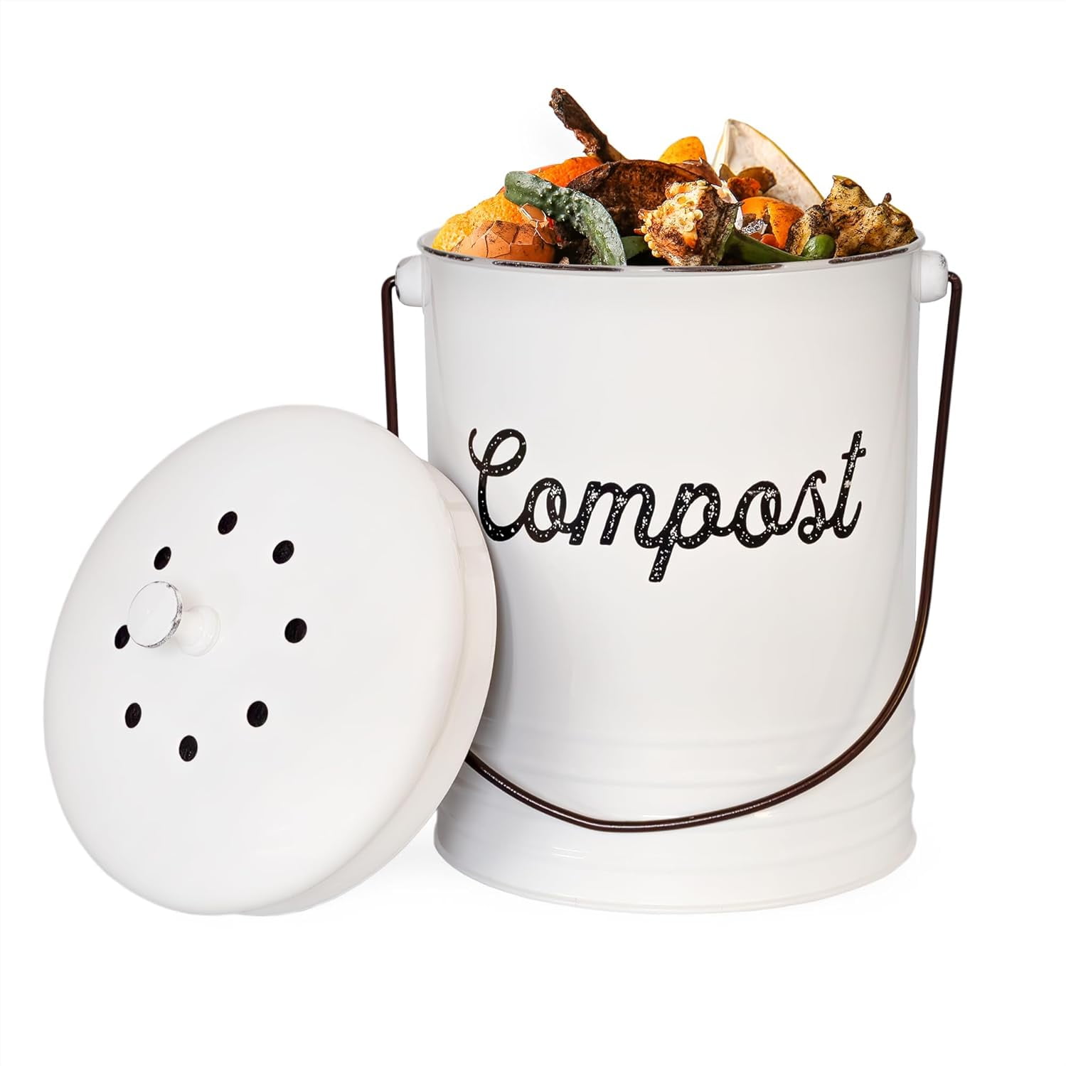 AuldHome Design Kitchen Compost Bin for Countertop | 1.3 Gallon ...