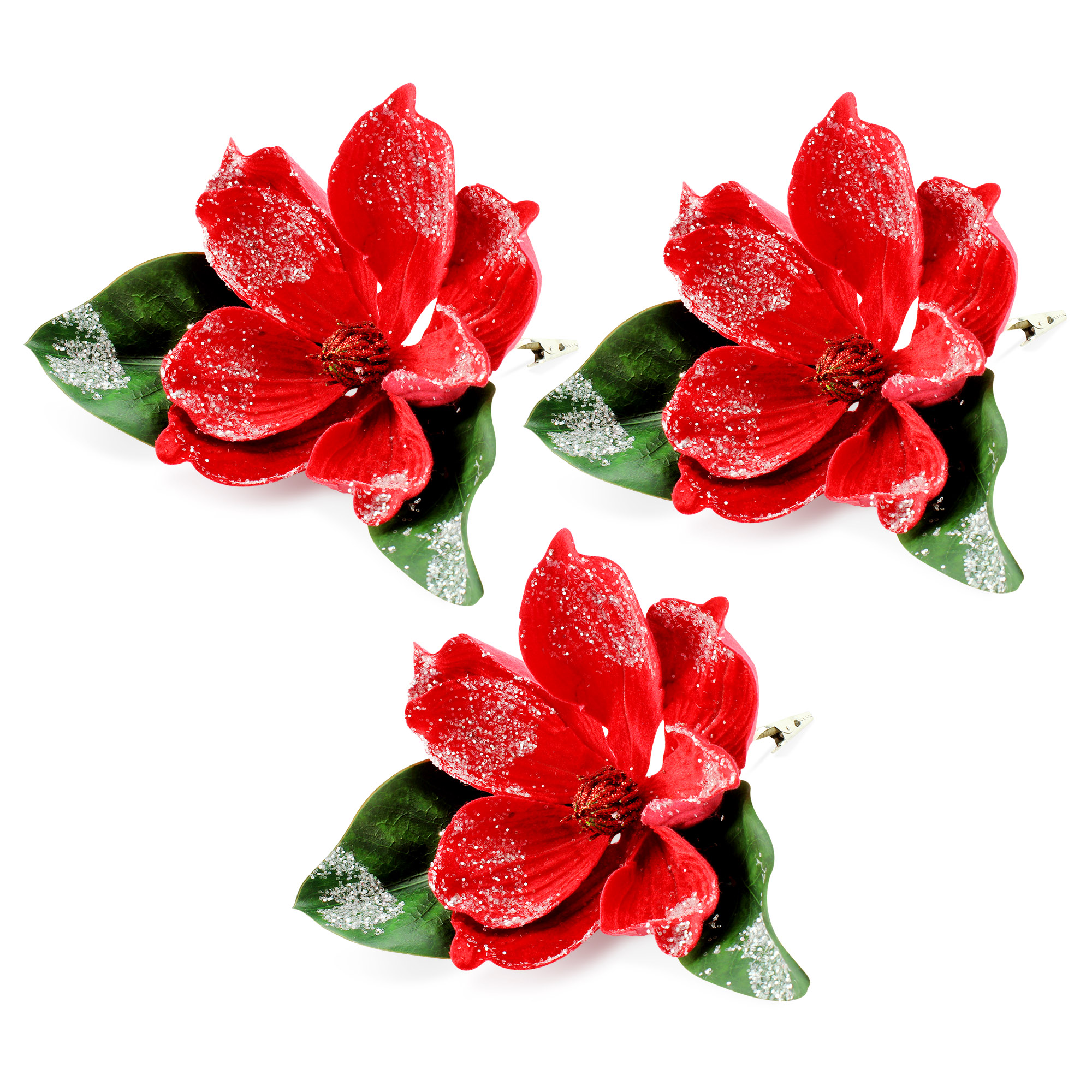 AuldHome Design Magnolia Floral Picks (3-Pack, Red); Artificial ...