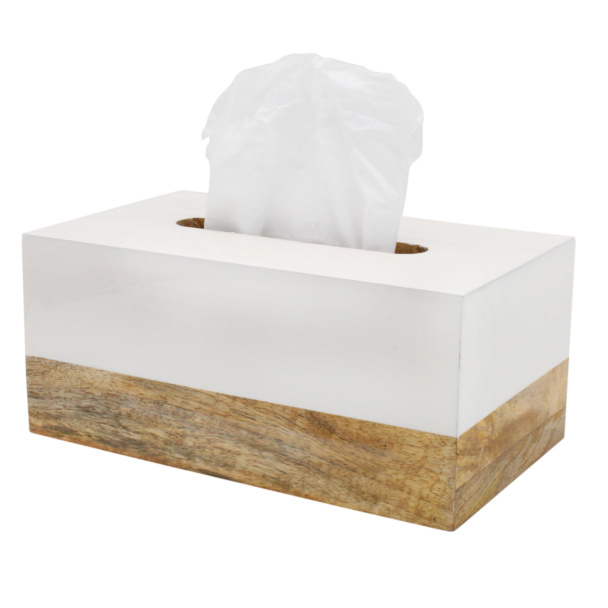 AuldHome Design Rectangular Tissue Box Cover (Enamel/Mango Wood ...