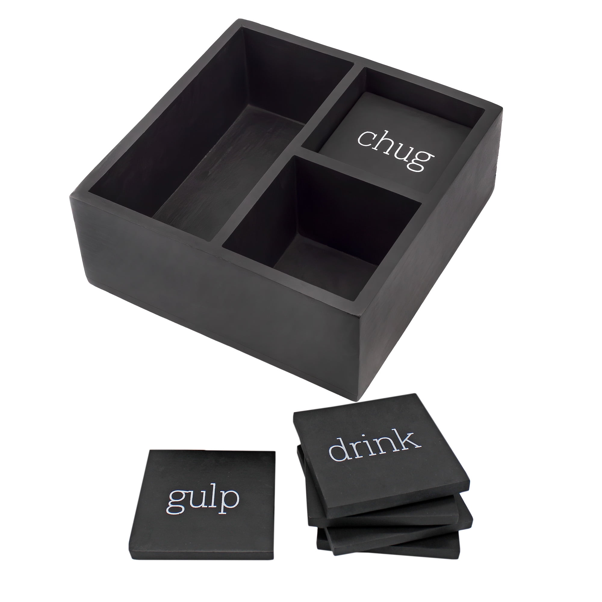 AuldHome Design Remote Control Caddy w/ Coasters (6-Piece Set), Large ...