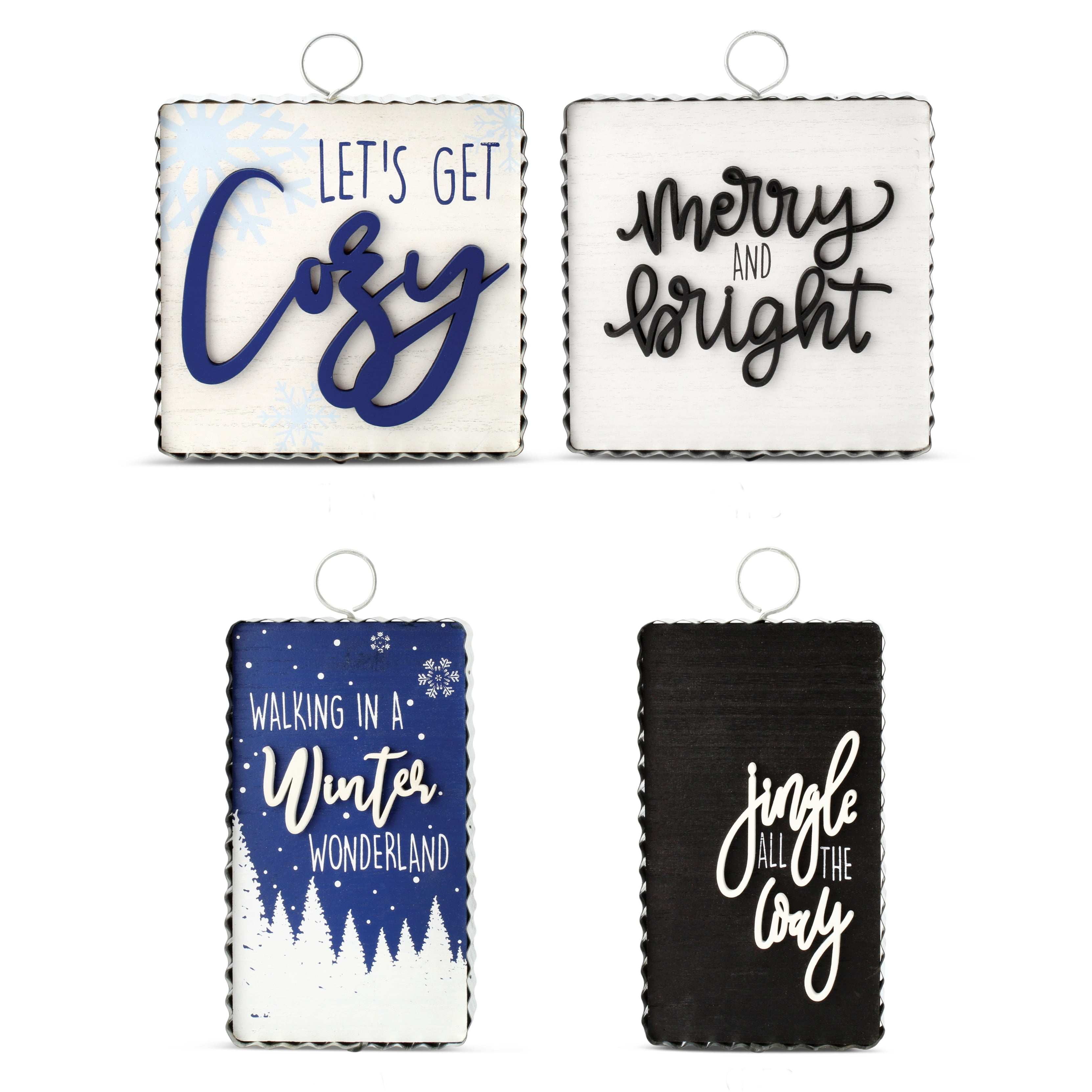 AuldHome Design Reversible Christmas/Winter Sign Set (2-Piece Set w/ 4 ...