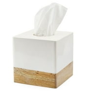 iDesign York Lyra Facial Tissue Box Cover, Ceramic and Steel, White, 5. ...