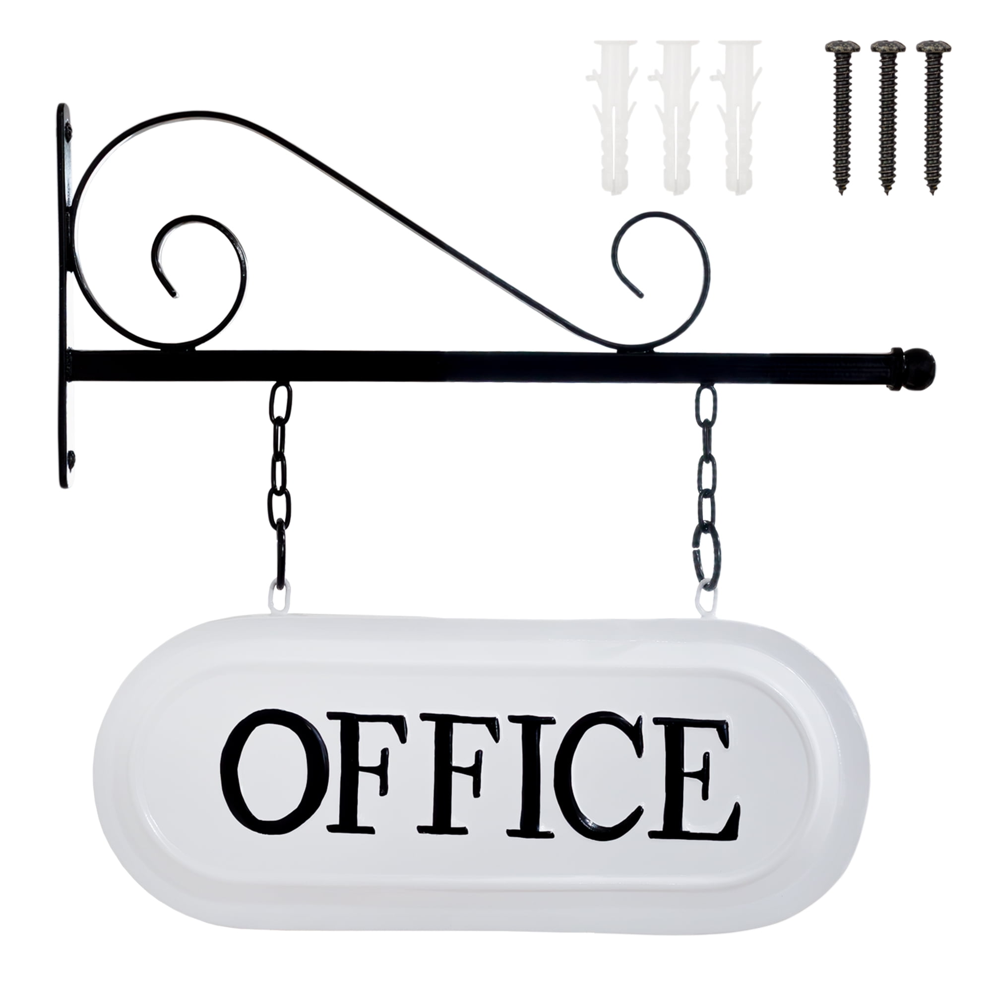 AuldHome Design Wall-Mounted Metal Office Sign, Farmhouse Enamelware 2 ...