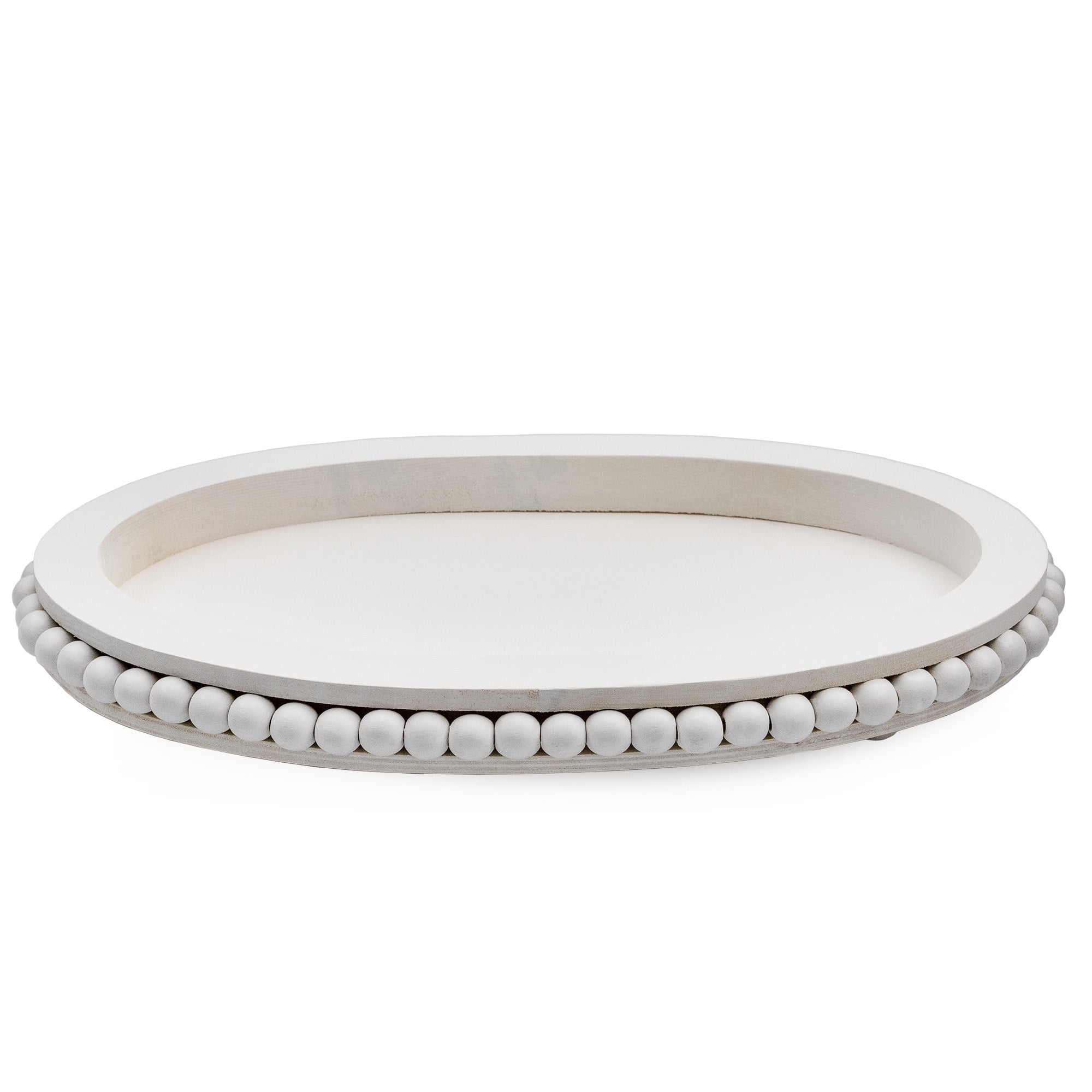 AuldHome Design Wood Beaded Tray (White), Decorative Farmhouse Style ...