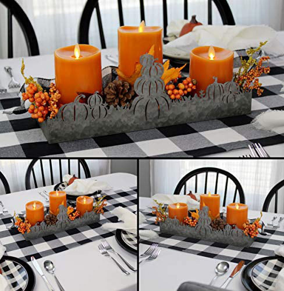 AuldHome Fall Decor Galvanized Tray, Field of Pumpkins Silhouette ...