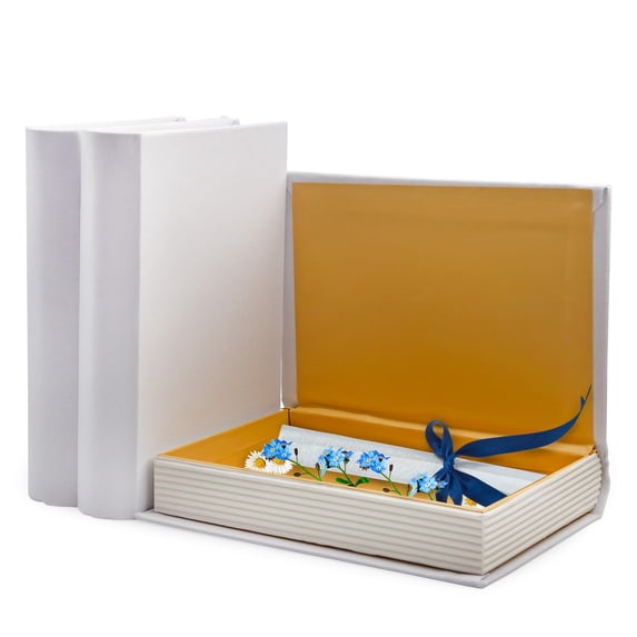 AuldHome Faux Book Stack (White, Set of 3); Decorative Books for DIY ...