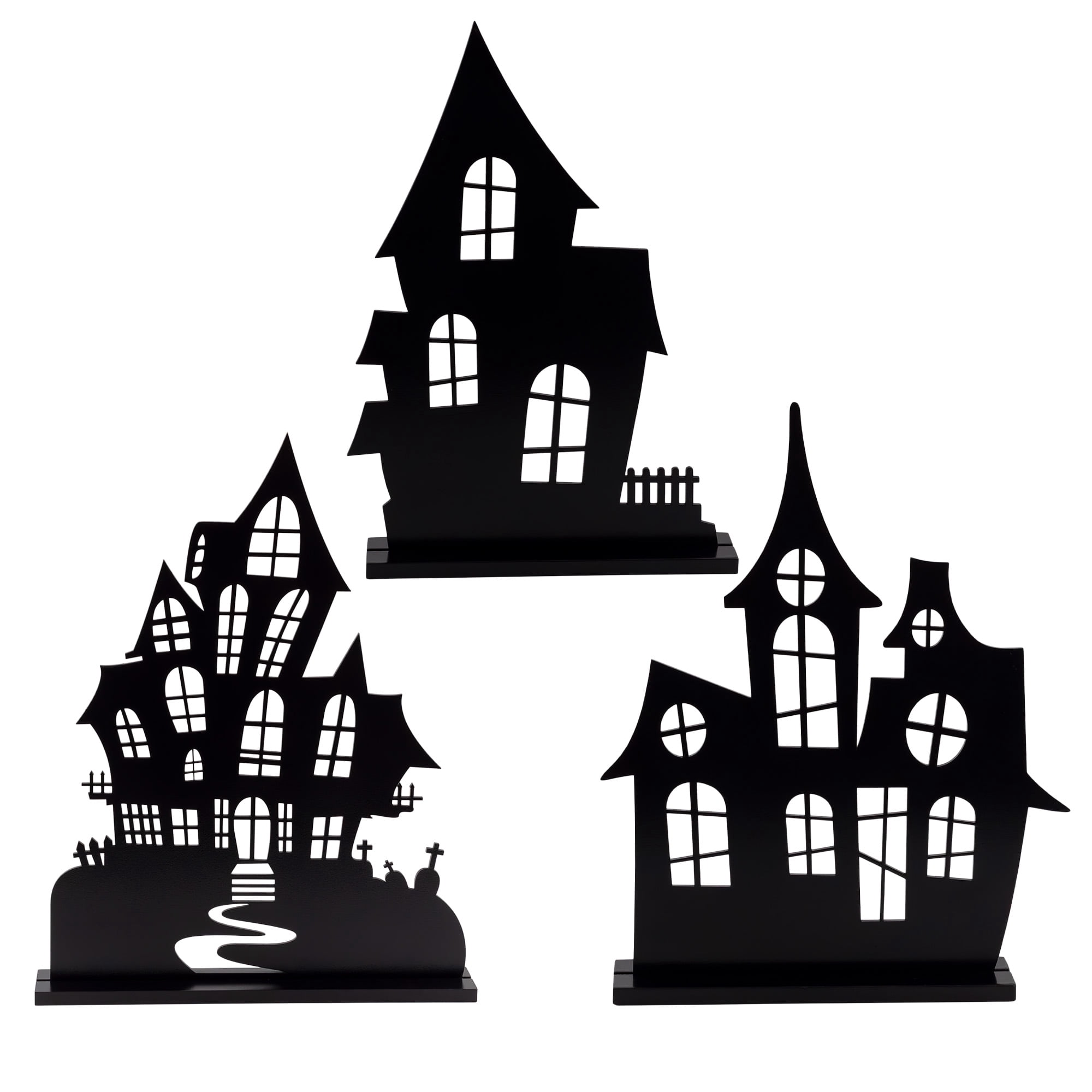 AuldHome Design Spooky Halloween House Village Silhouettes (Set of 3 ...