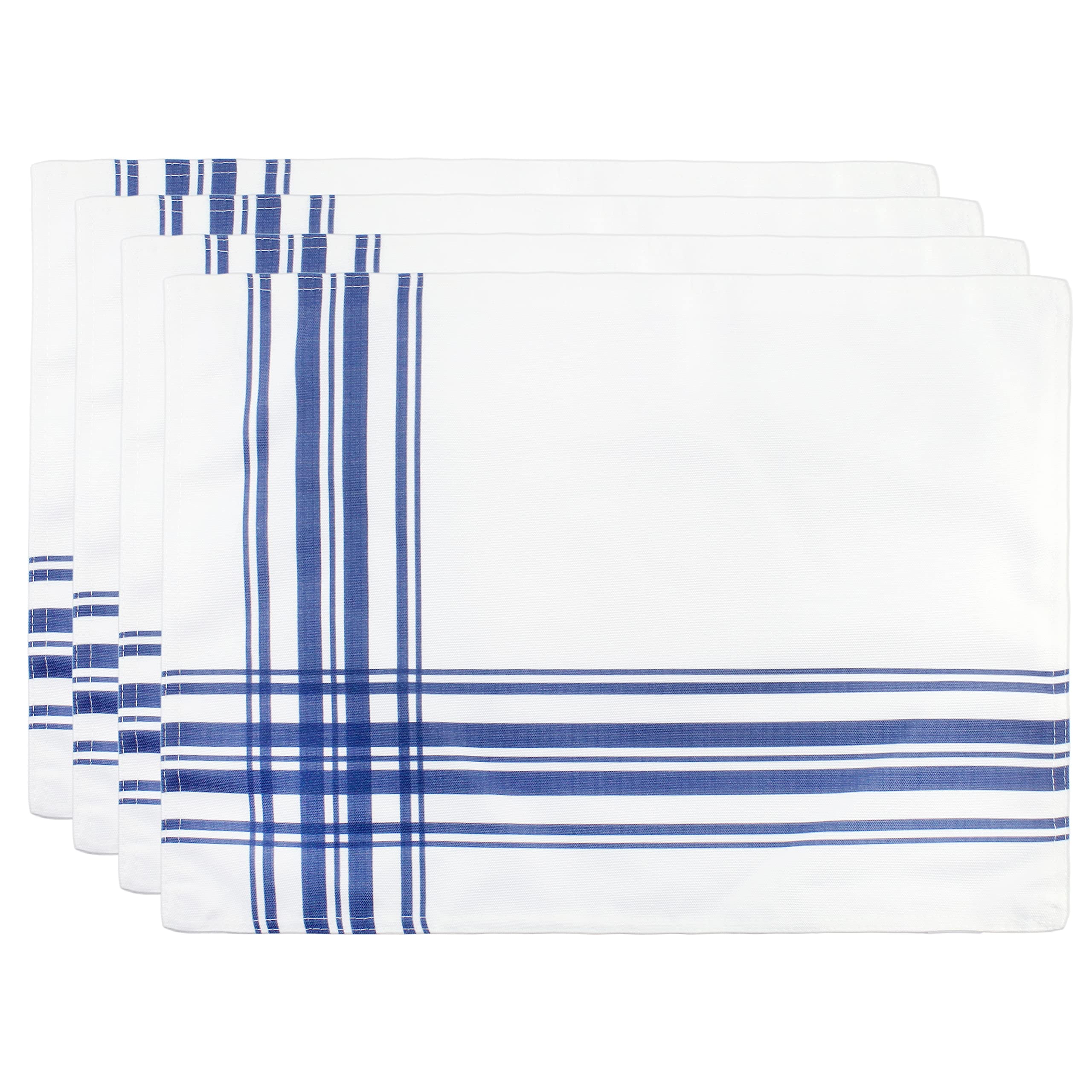 AuldHome Ticking Stripe Placemats (4-Pack, Navy Blue Striped); Rustic ...