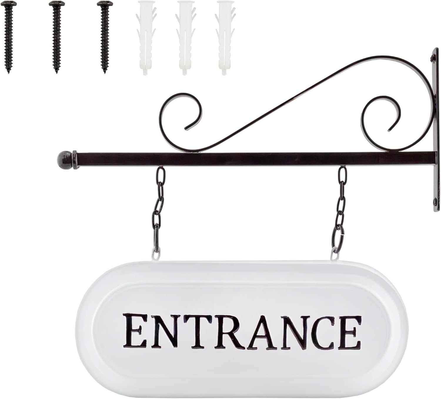 AuldHome Wall-Mounted Metal Entrance Sign, Farmhouse Enamelware 2-Sided ...